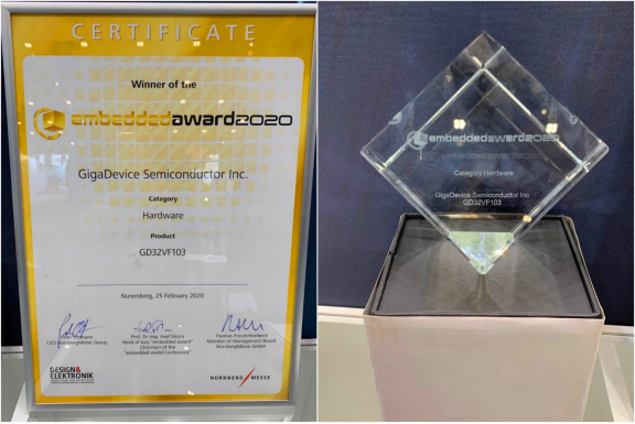 GD32 MCU荣获Embedded Award 2020国际顶级大奖!